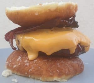The Luther Burger - Glazed Donut Hamburger with Bacon & Cheese